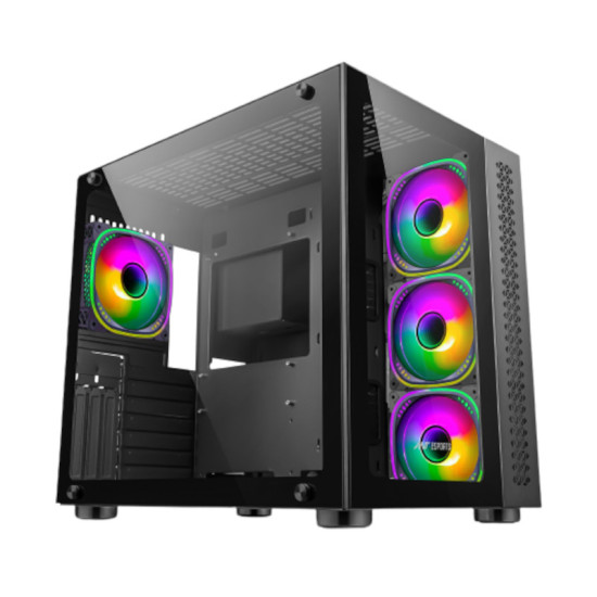 Buy Ant Esports Crystal ARGB Black | Cabinet | Vedant Computers