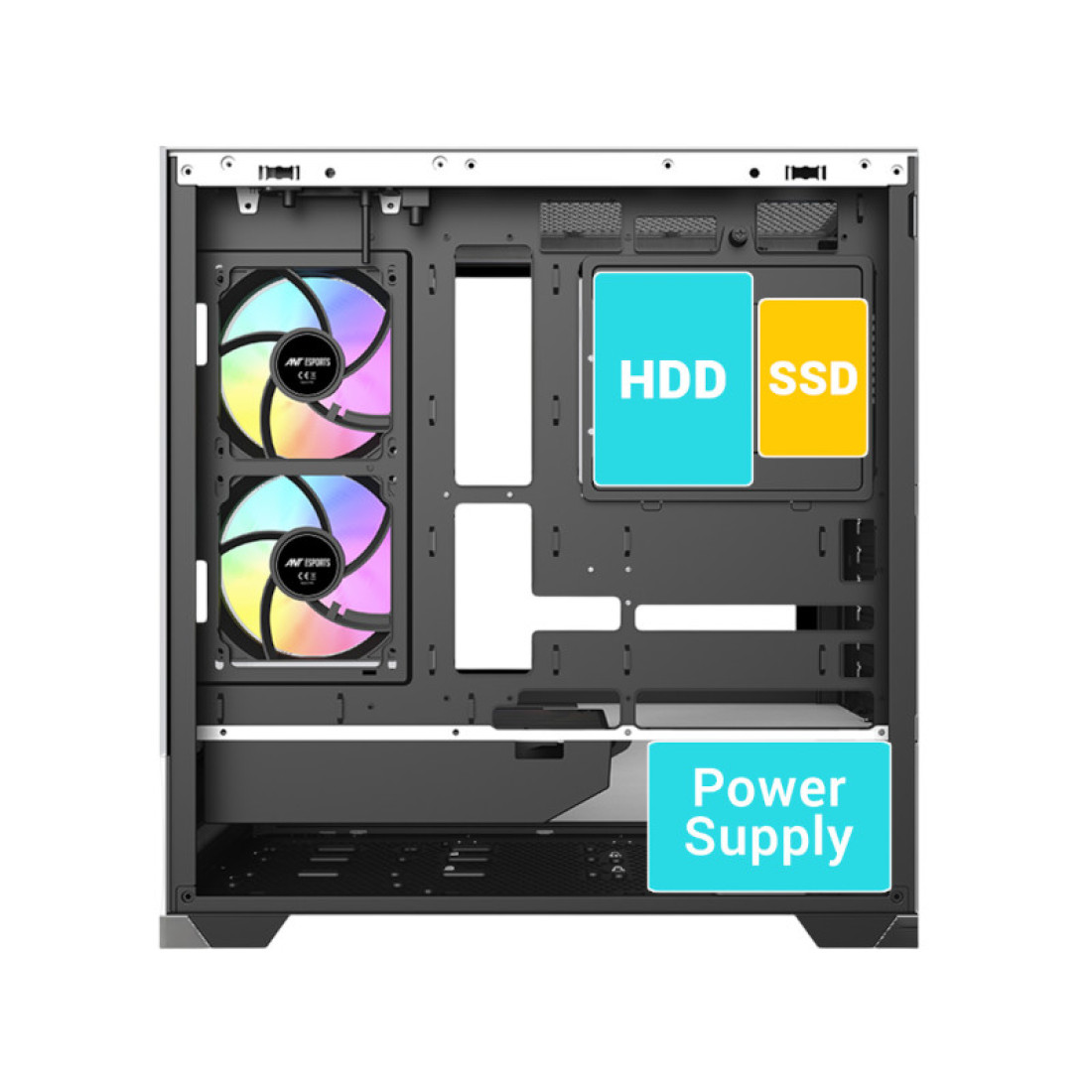 Buy Ant Esports Crystal Spectra Black | Cabinet | Vedant Computers