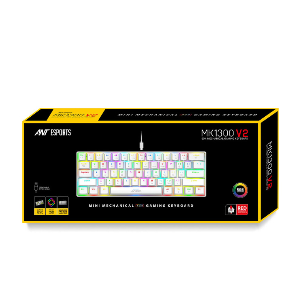 Buy Ant Esports MK1300 V2 White | Red Switches Mechanical Keyboard ...
