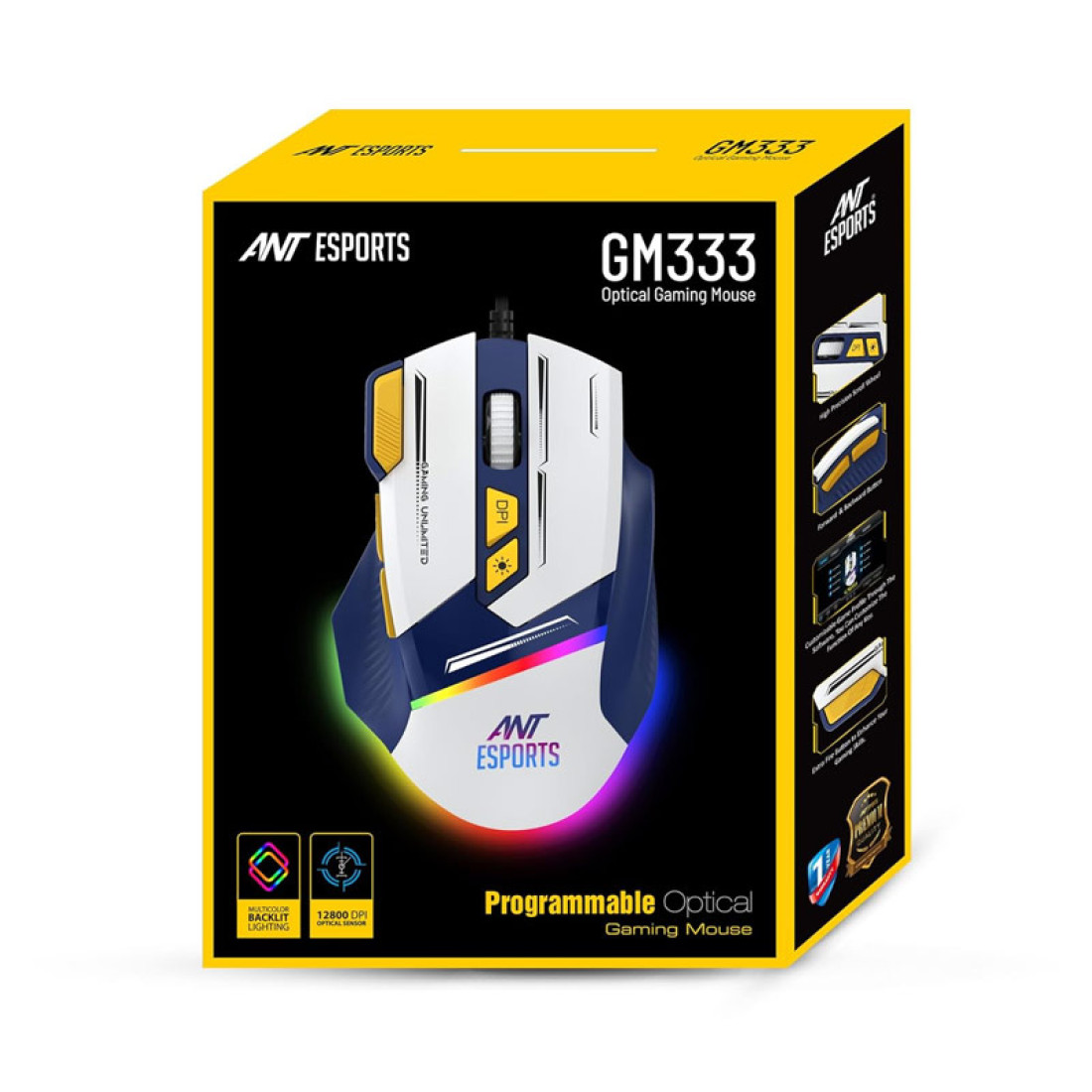 Buy Ant Esports GM333 (Blue/White/Yellow) | Mouse | Vedant Computers