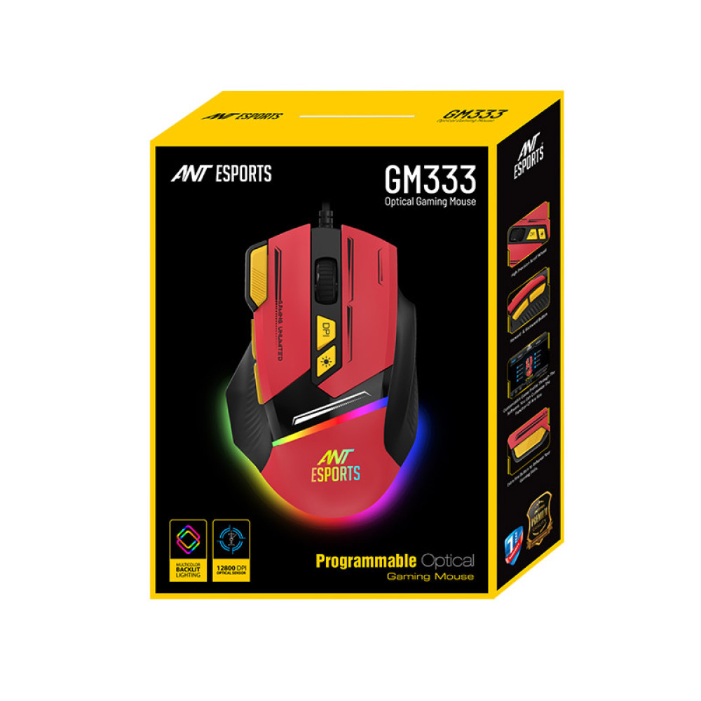Buy Ant Esports GM333 (Black/Red/Yellow) | Mouse | Vedant Computers
