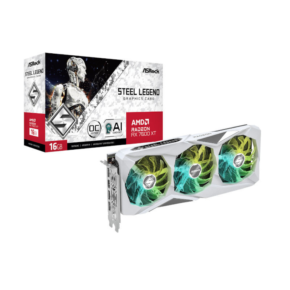 Buy ASRock AMD Radeon RX 7600 XT Steel Legend OC 16GB GDDR6 Graphics ...